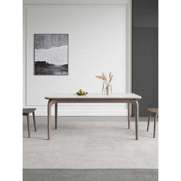 Corrigan Studio® Rock table Simple rectangular dining table black walnut color solid wood dining ...